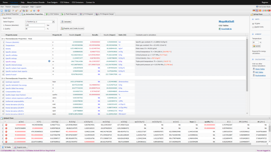 Help - CO2 Properties Calculator